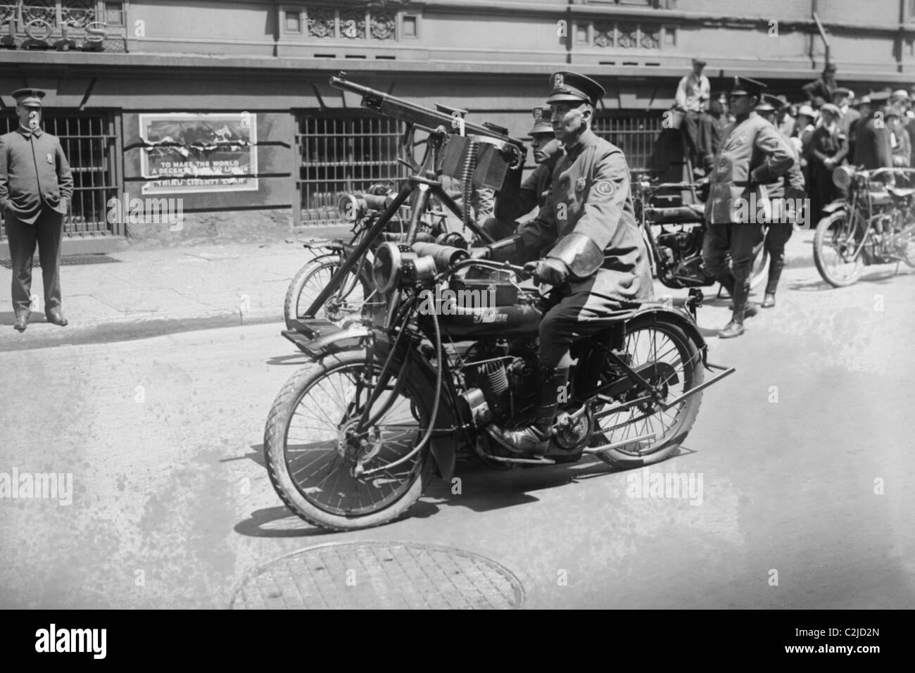 Police Mobile Motorcycle Machine Gun Stock Photo - Alamy