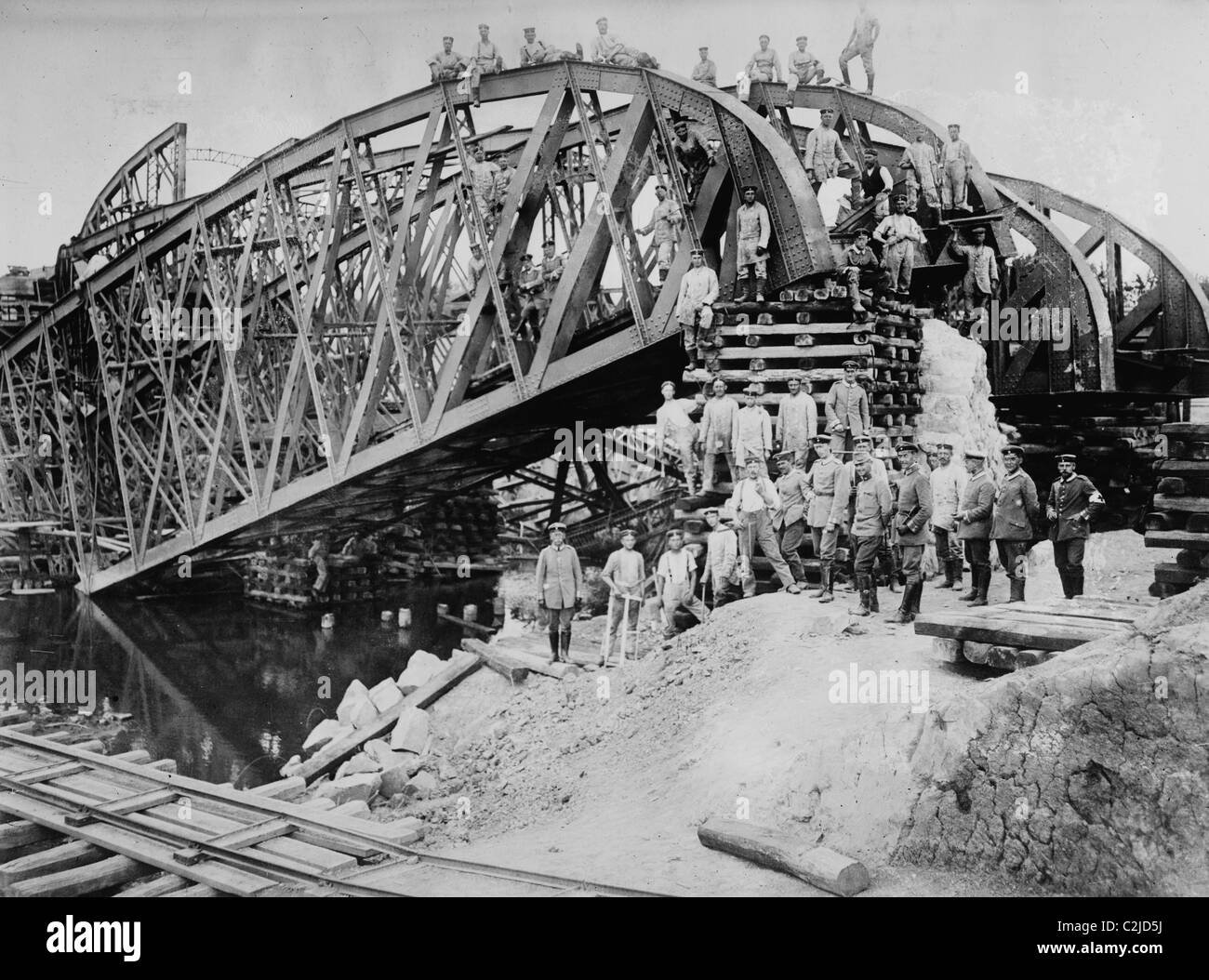 German Sappers and Engineers Rebuild Bridge at Lemberg Stock Photo - Alamy