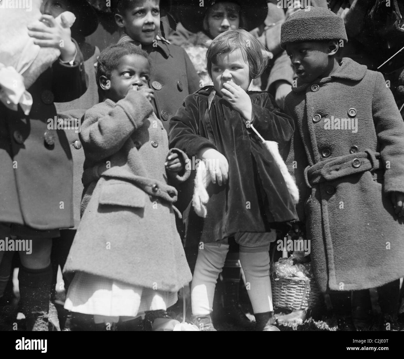 Black & White Children at Easter Egg Rolling at the White House Stock ...