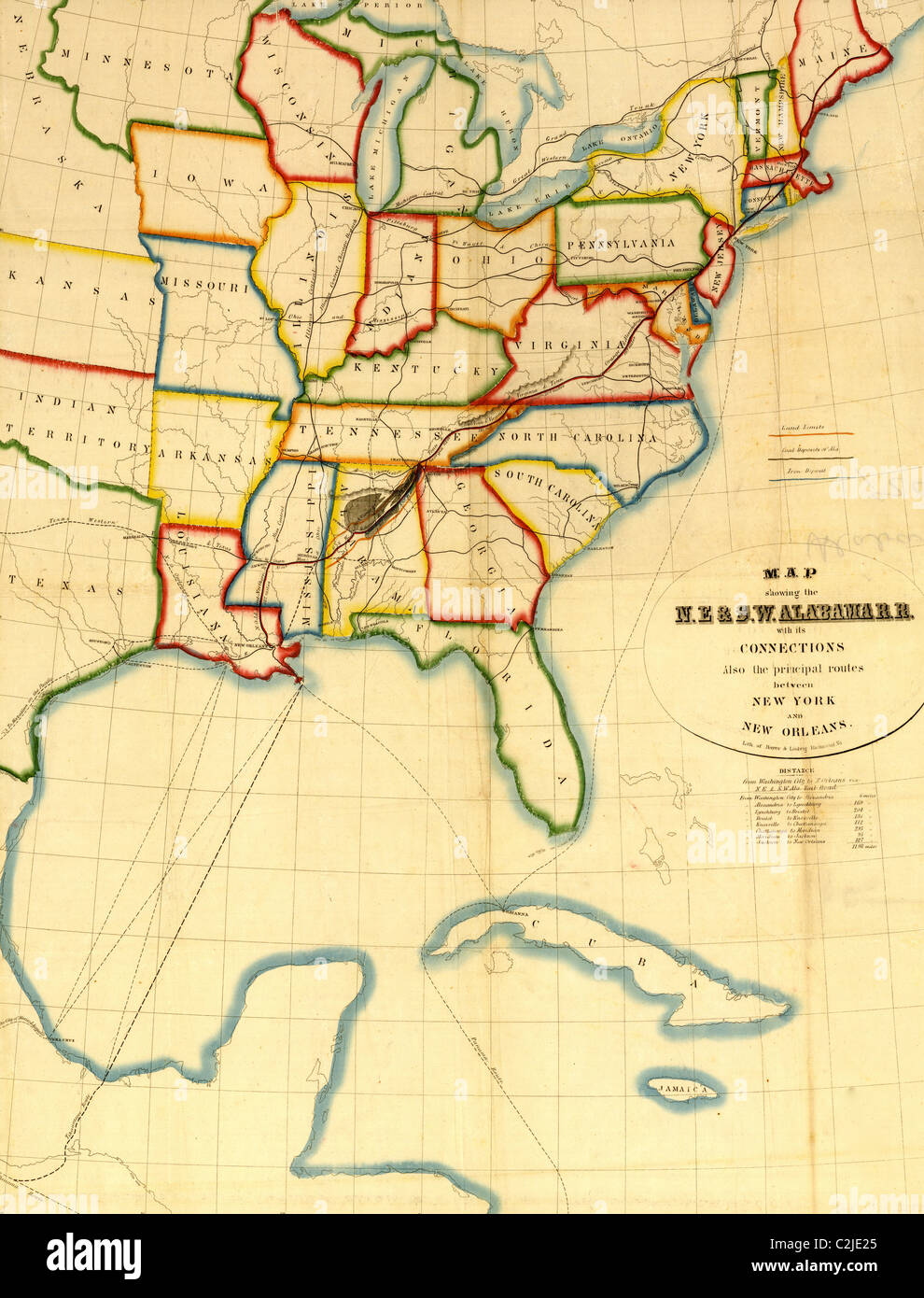 N.E. & S.W. Alabama R.R - 1850 Stock Photo - Alamy