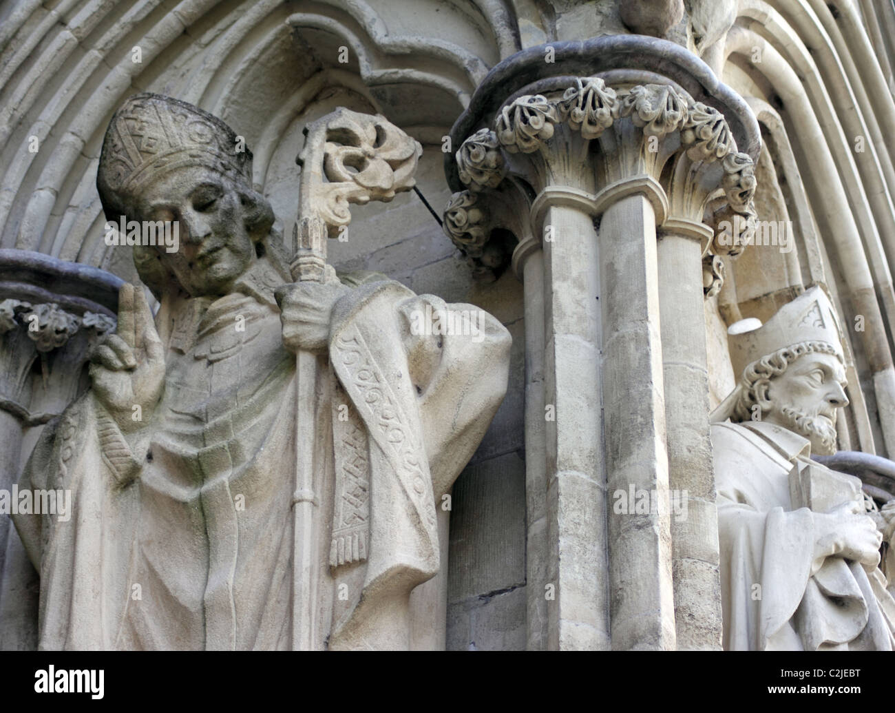 Statue of Bishop Ken (1637 - 1711), West Front of Salisbury Cathedral ...