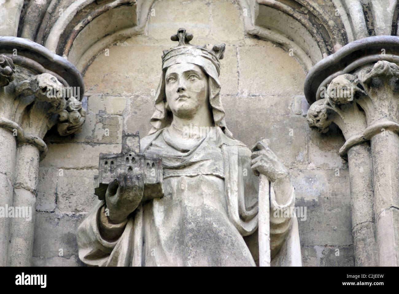Statue of Saint Etheldreda (c.636 - 679), West Front of Salisbury ...