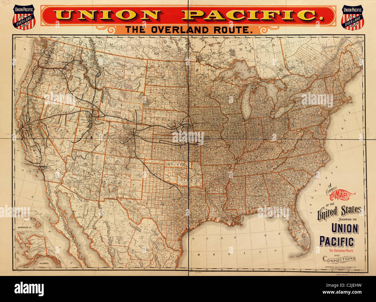 Union Pacific, the overland route and connections - 1892 Stock Photo ...