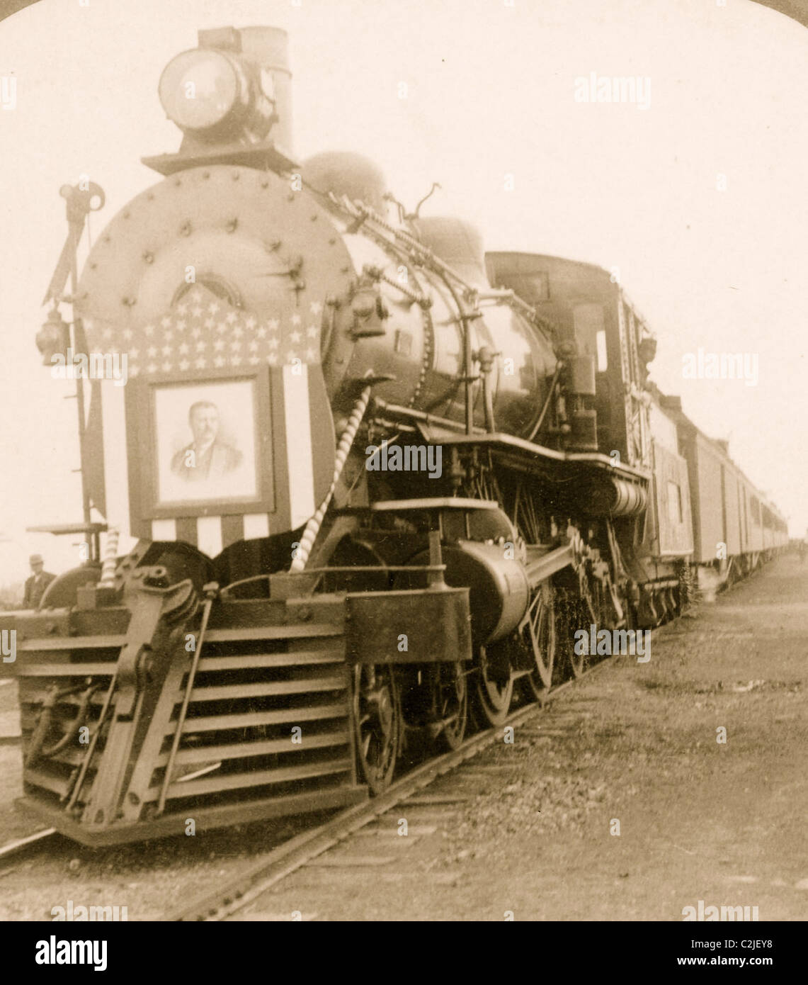 Teddy Roosevelt Campaign Train Locomotive with his Image as an ...
