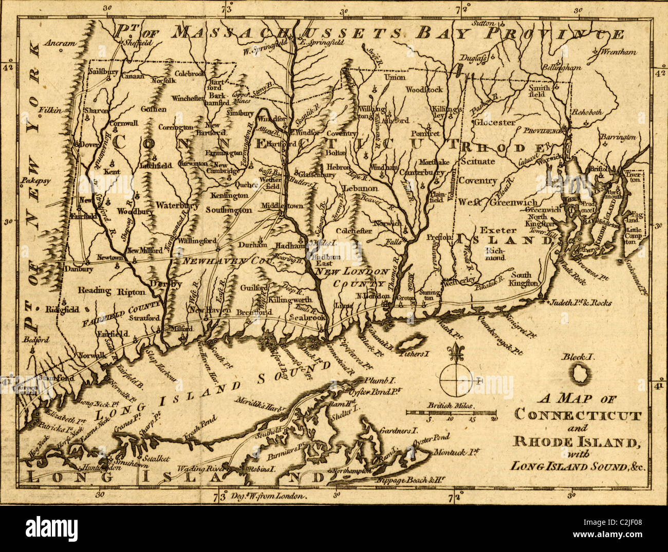 Connecticut and Rhode Island with Long Island Sound Stock Photo - Alamy