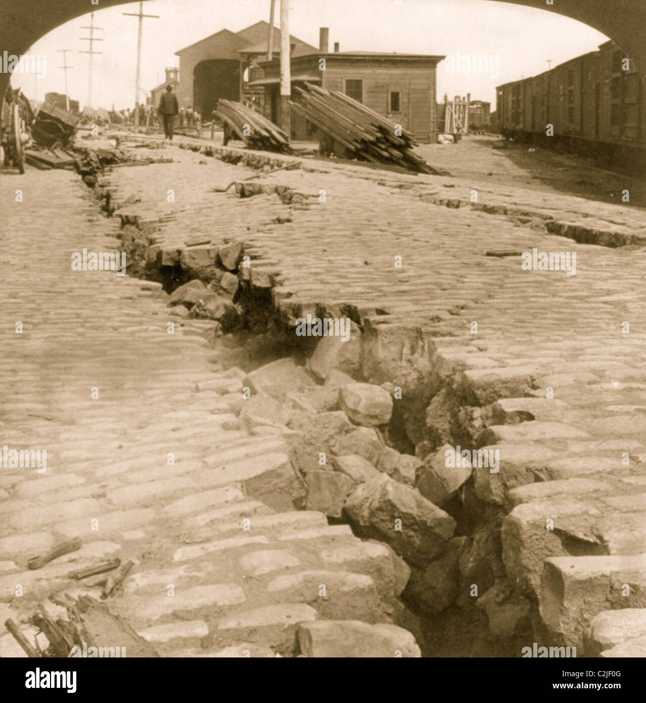 Saint Andreas Fault shifts tectonic Plate 21 feet in 1906 Stock Photo ...