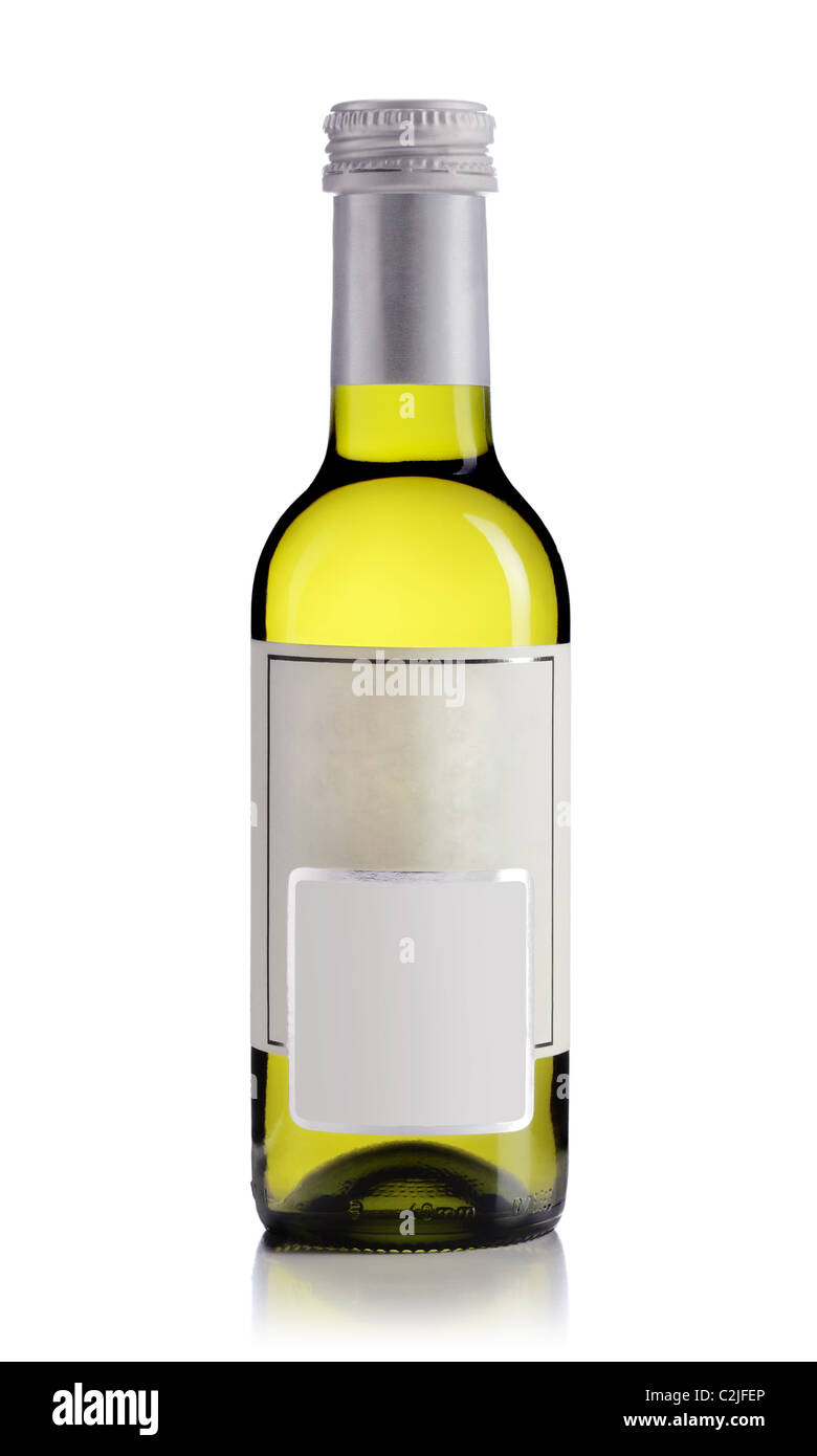 white wine bottle with empty label, isolated on white Stock Photo - Alamy