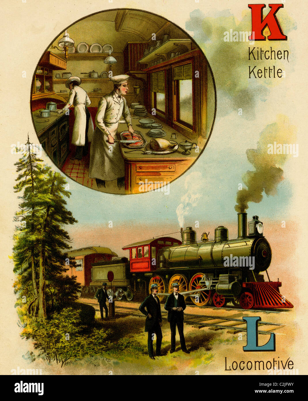 Railroad ABC - K is for Kitchen & Kettle - L is for Locomotive Stock ...