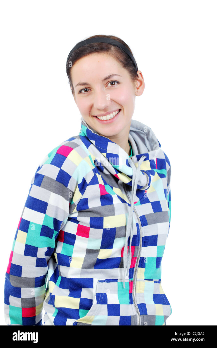 smiling happy girl, isolated on white background Stock Photo - Alamy