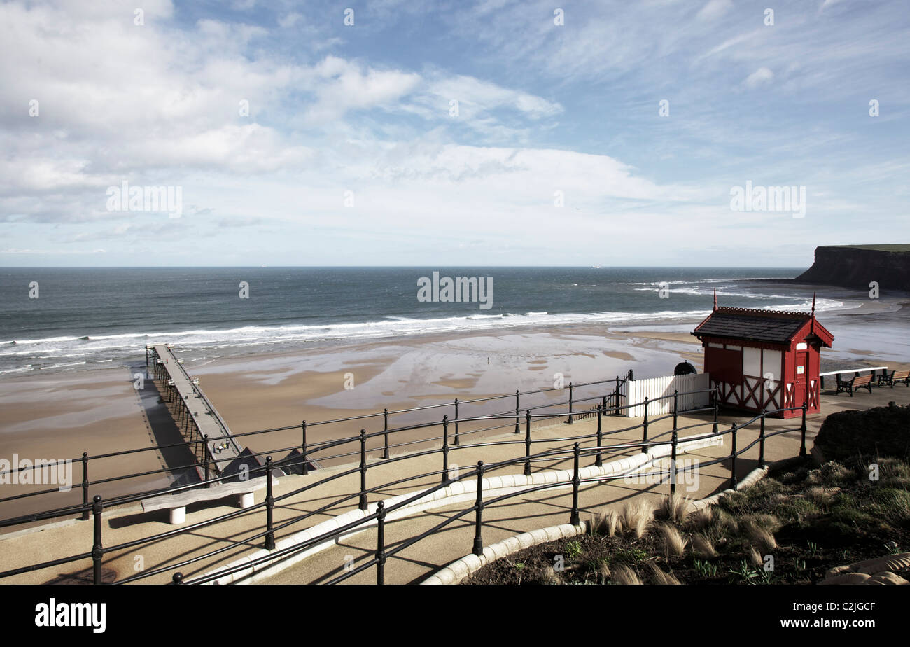 Saltburn cliff and railway kiosk Stock Photo - Alamy