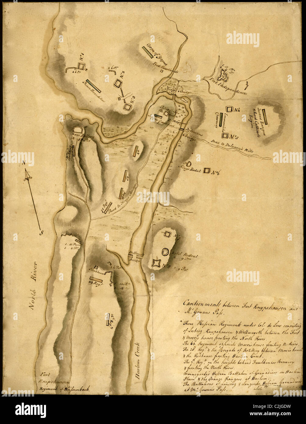 British Troops on Fort Washington, Manhattan Island - 1778 Stock Photo ...