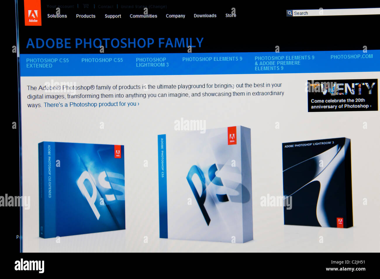 Adobe website screenshot Stock Photo - Alamy