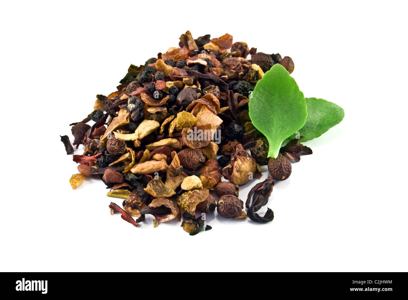 fruit tea with leaves is isolated on a white background Stock Photo - Alamy