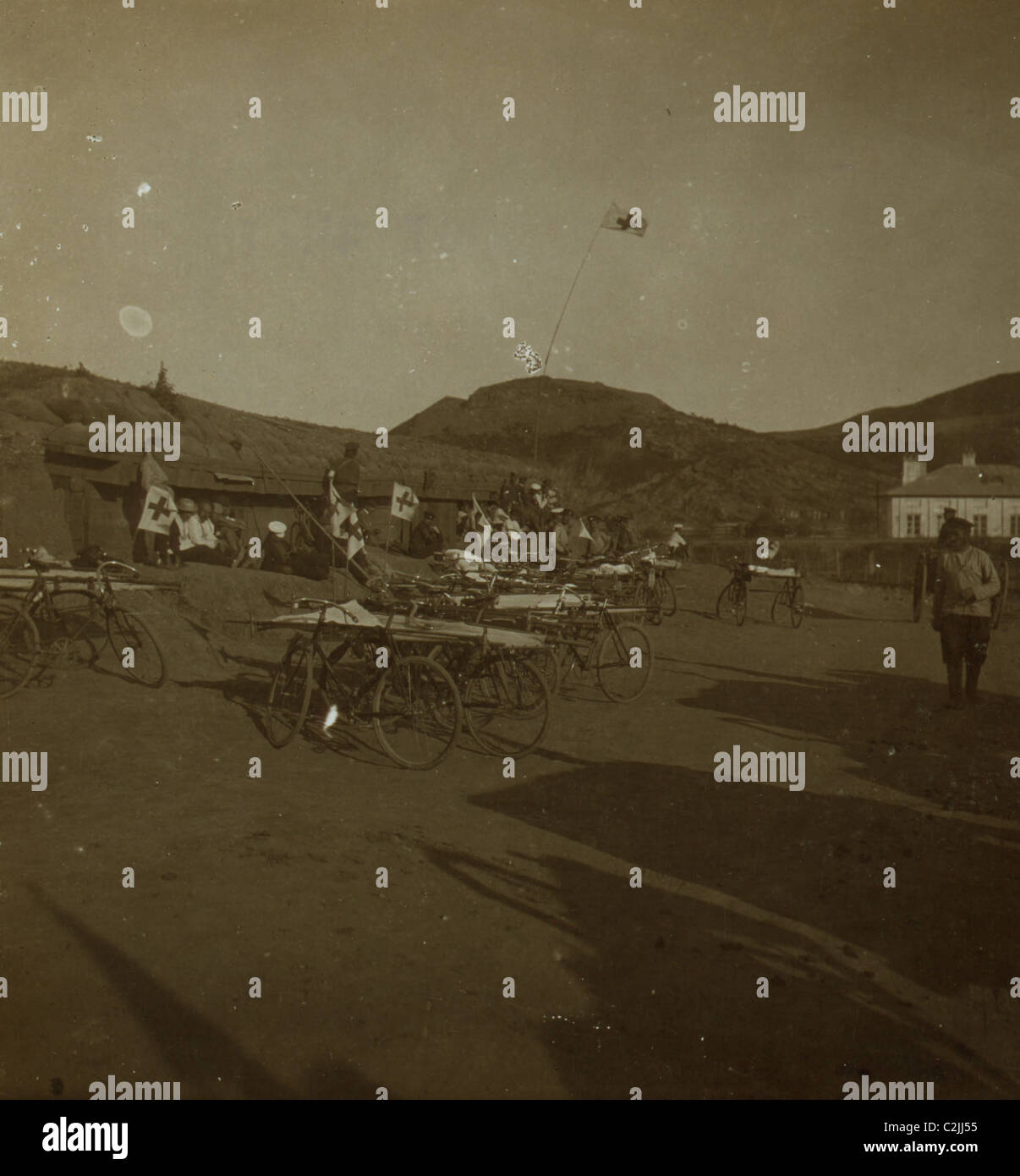 Red Cross station near Kuropatkin Fort, north of Port Arthur Stock ...