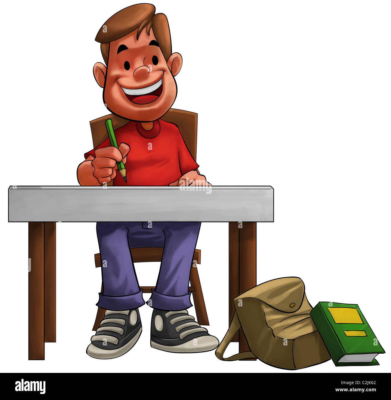 a young hard student doing his home work Stock Photo - Alamy