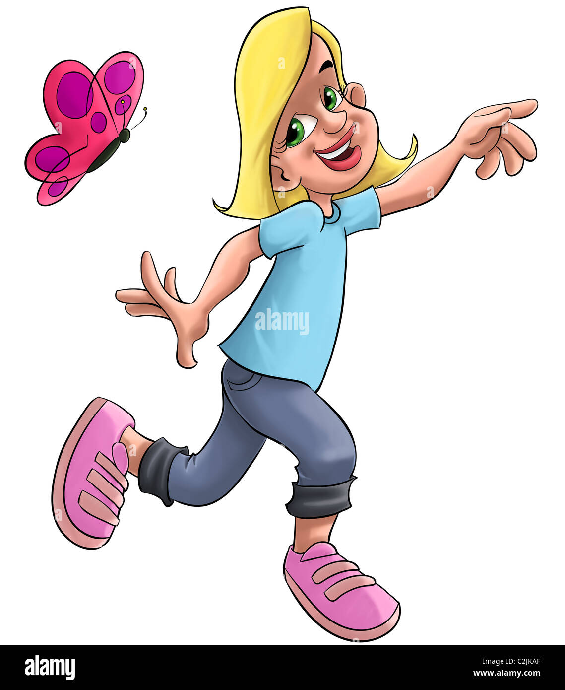 Children chasing butterfly hi-res stock photography and images - Alamy