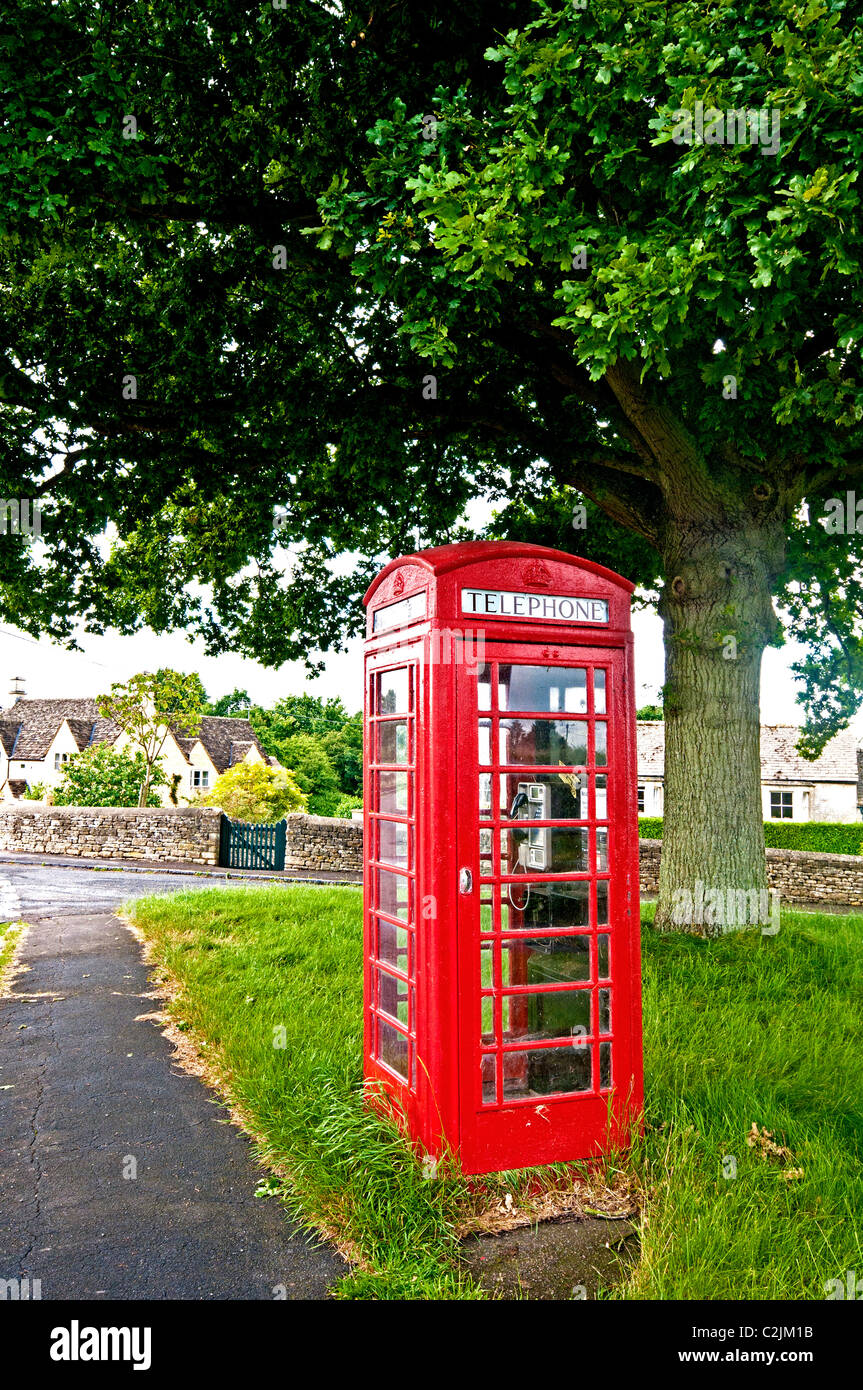 red telephone Box, an english icon, in Windrush, a small village in ...
