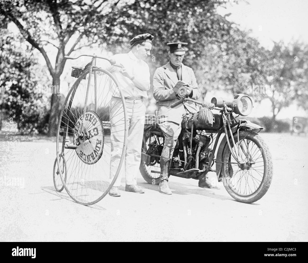 Velocipede and motorcycle Stock Photo - Alamy