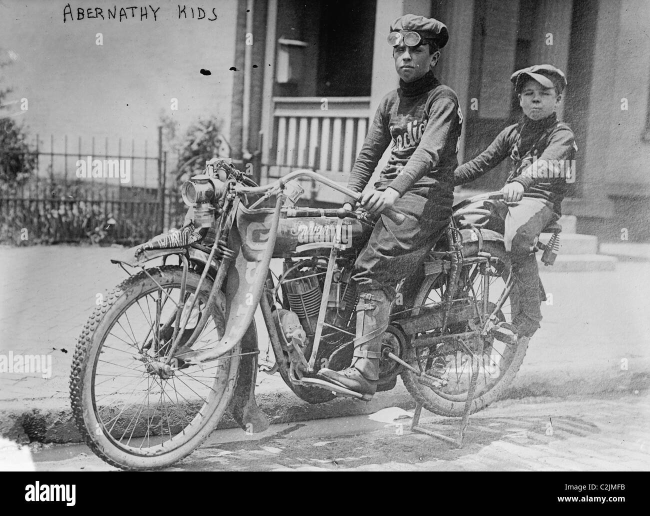 Two Children on a Motorcycle Stock Photo - Alamy