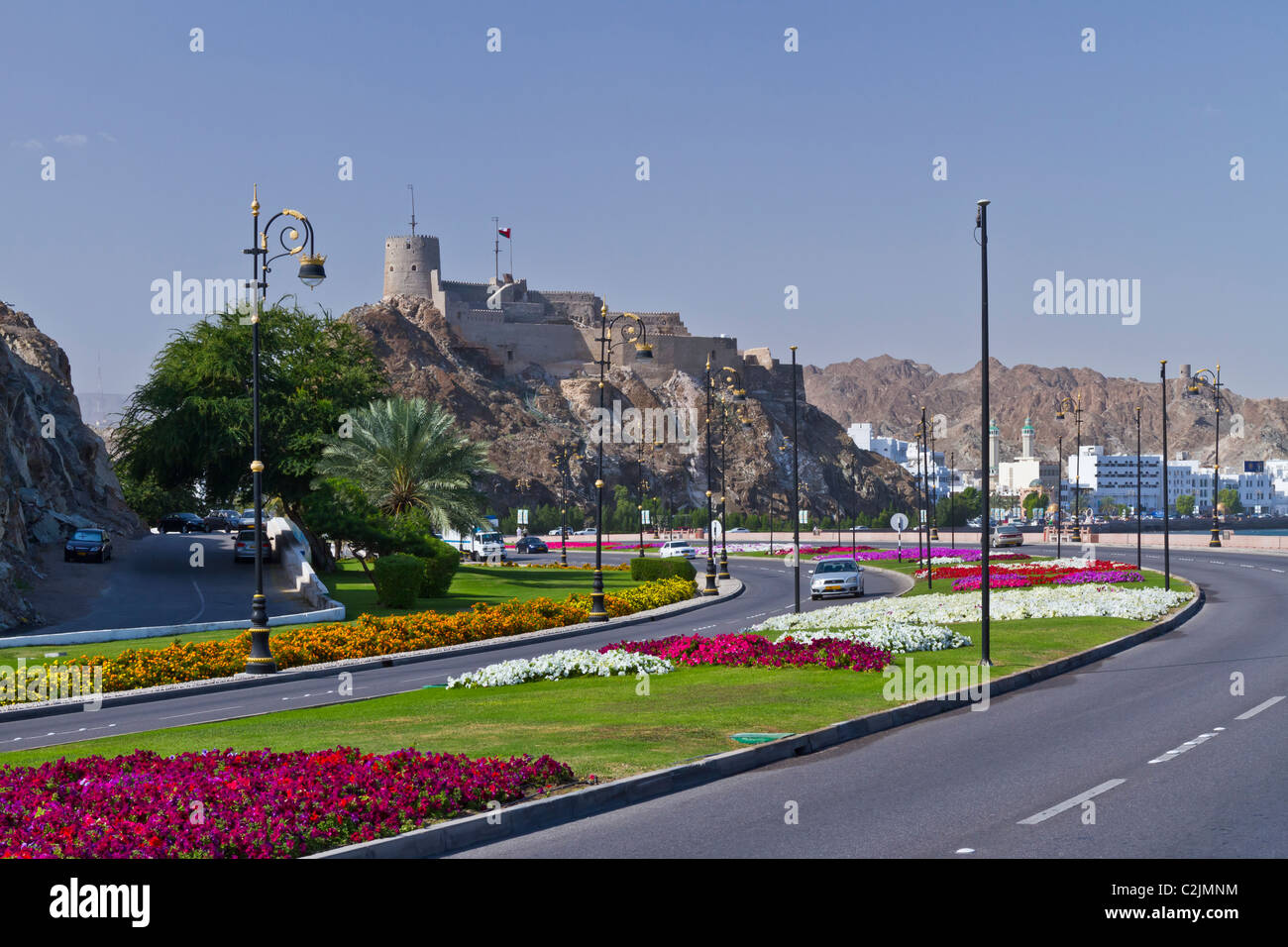 The Al Muttrah fort facing the harbour at Muscat, Oman Stock Photo - Alamy