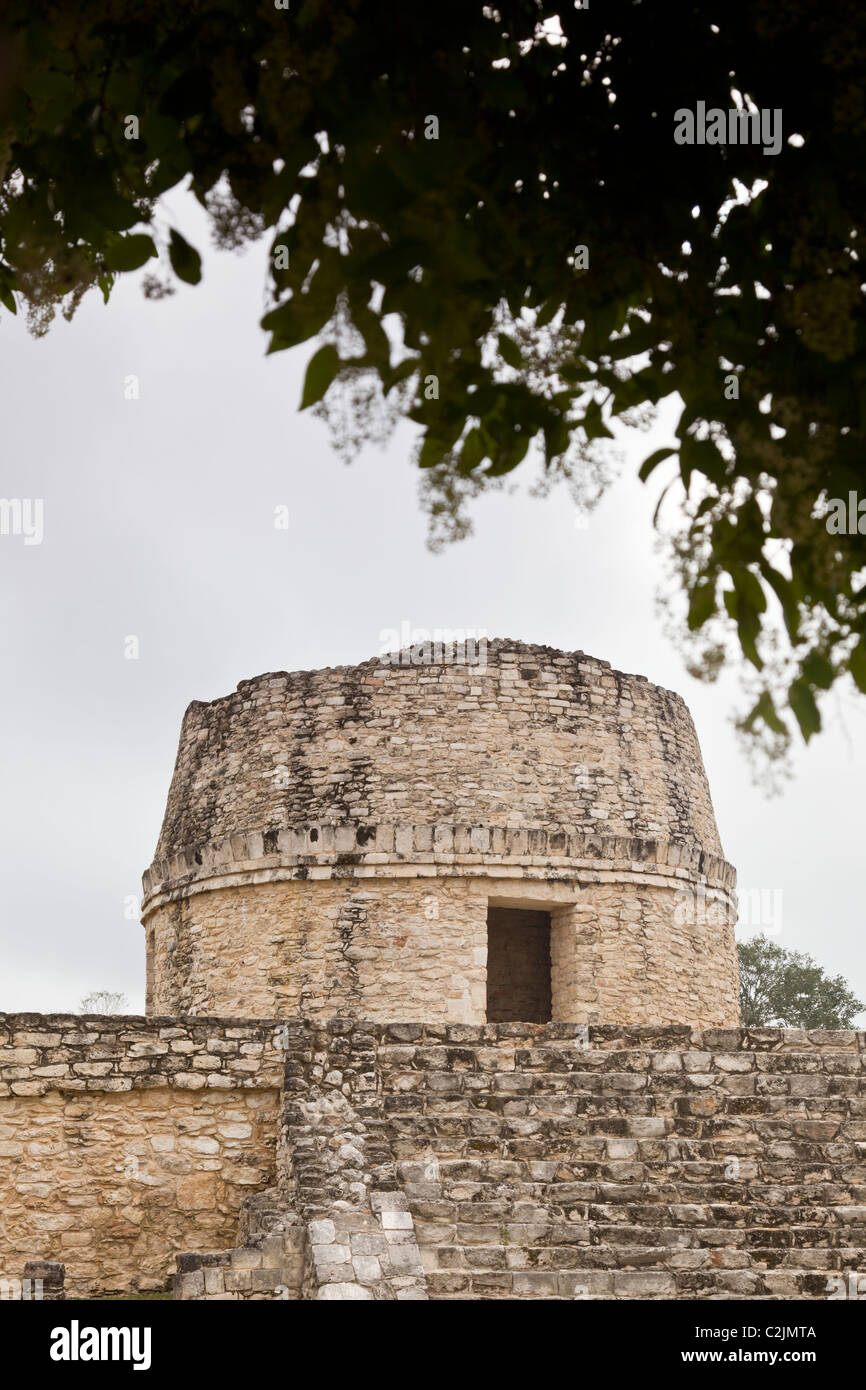 The Round Temple (El Temple Redondo) at the Maya ruins of Mayapan in ...