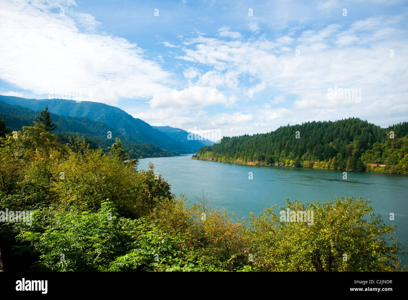 The Columbia River near Cascade Locks, Oregon, in the Columbia Gorge ...