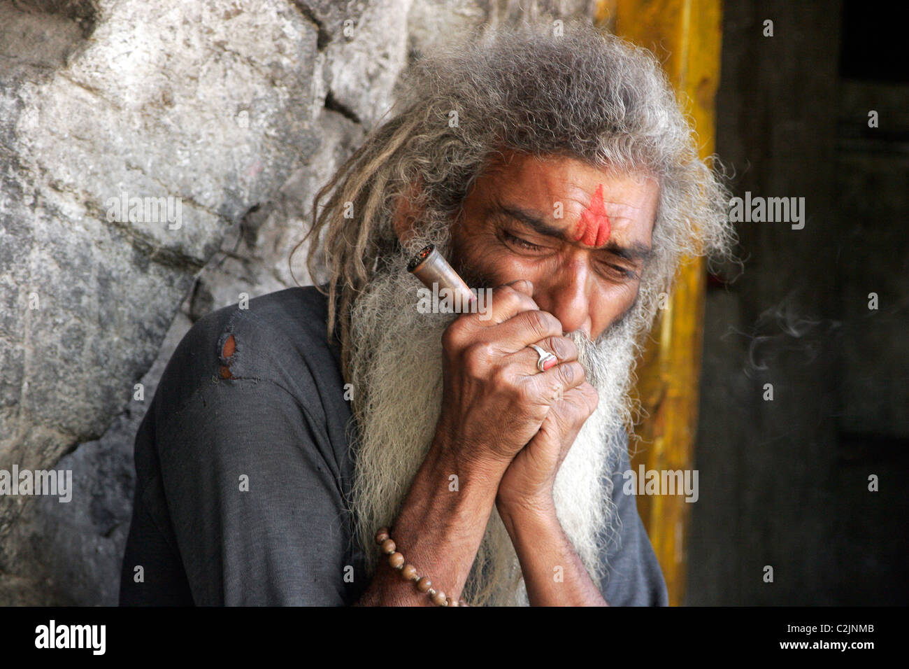 Sadhu Smoking Weed