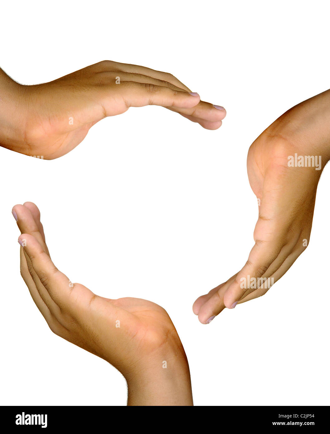 Hands making a cup isolated in white Stock Photo - Alamy