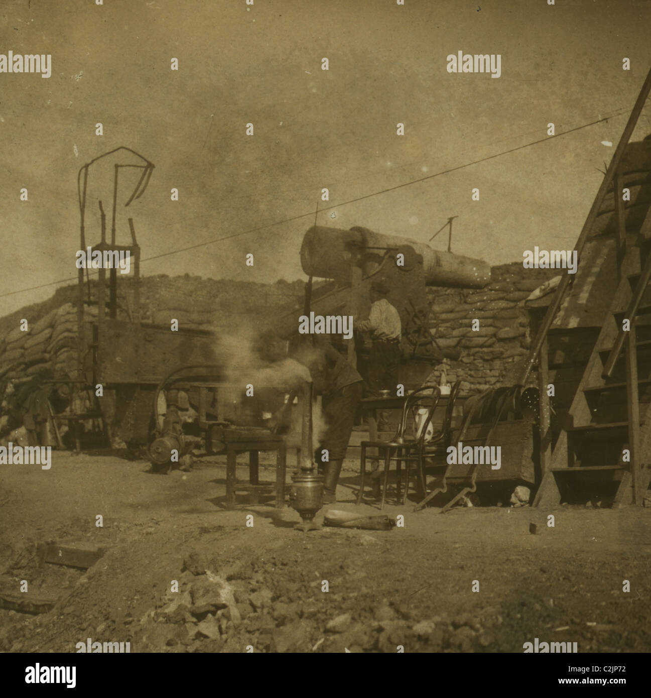 Early morning in a Russian battery Stock Photo - Alamy