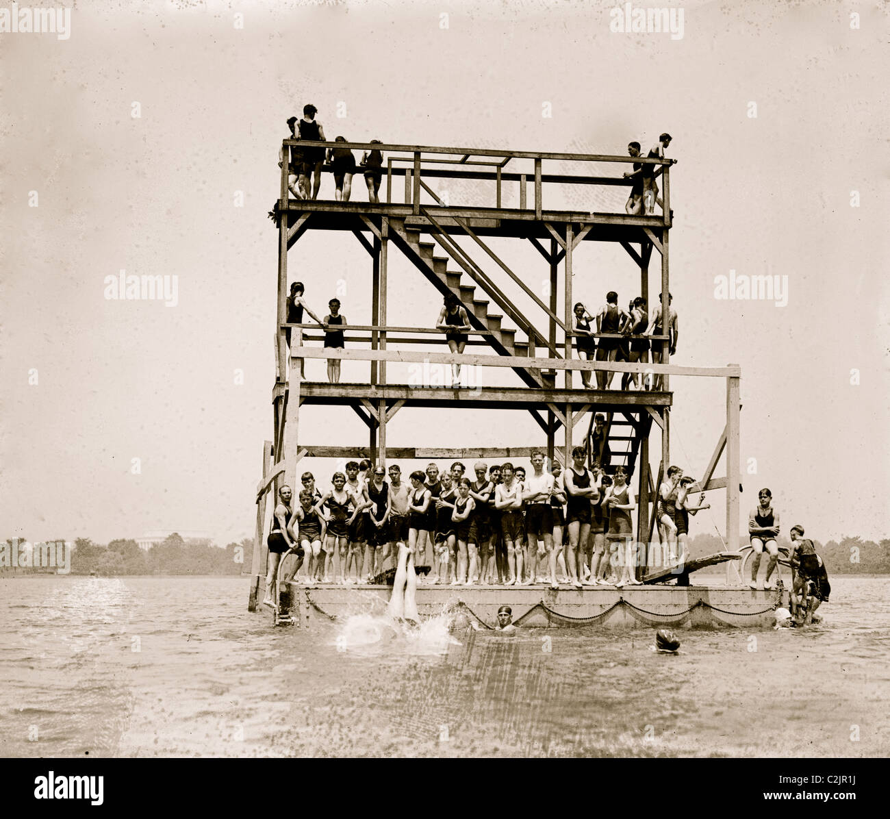 Diving Platform in in the Tidal Basin in Washington DC Stock Photo - Alamy