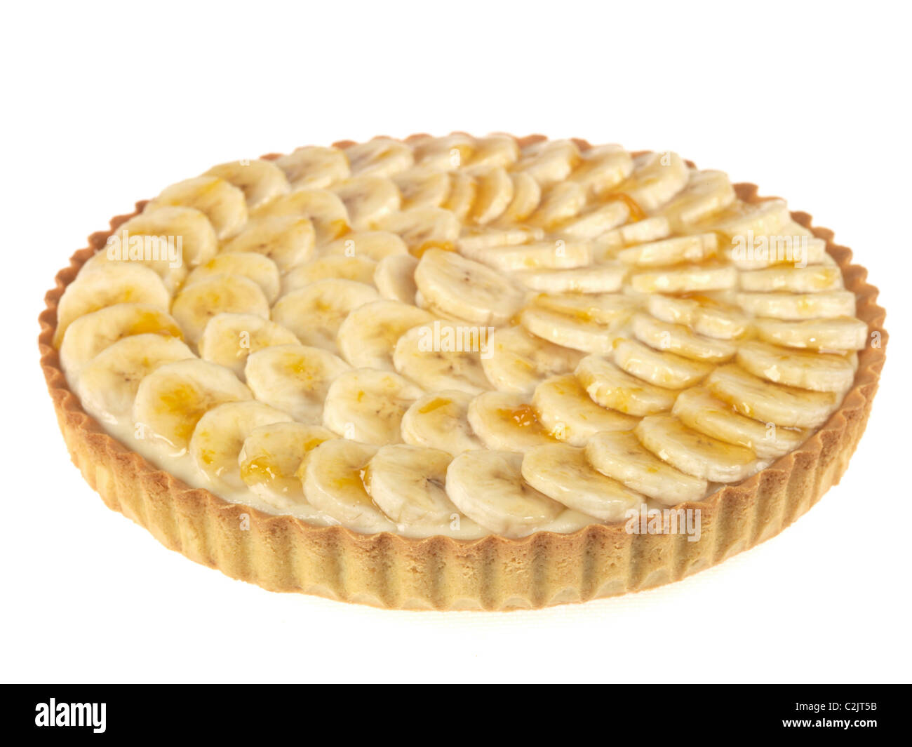 Freshly Made Homemade Fresh Banana Flan In A pastry Crust Base Against ...