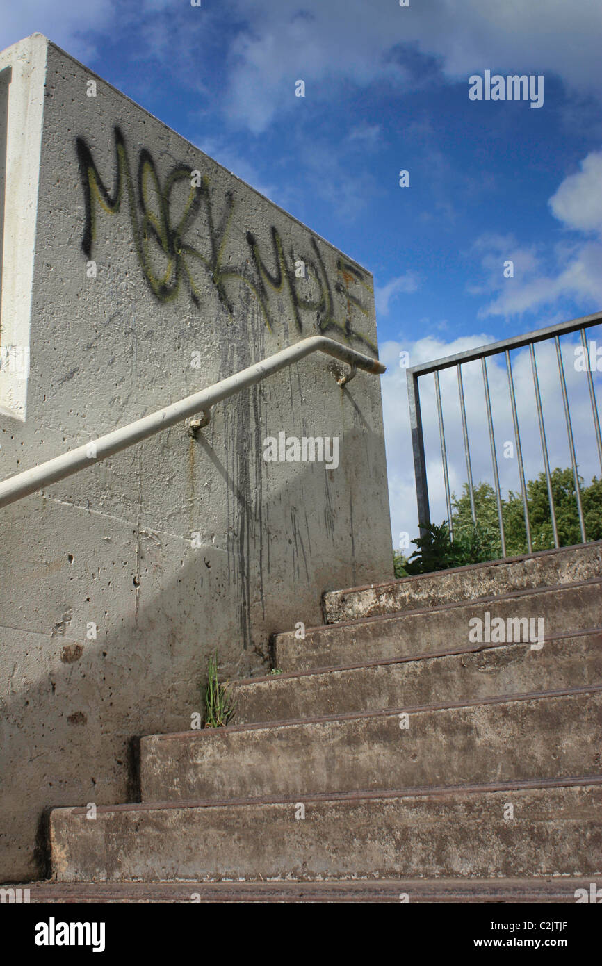 Steps leading from the underpass of railway bridge Stock Photo - Alamy