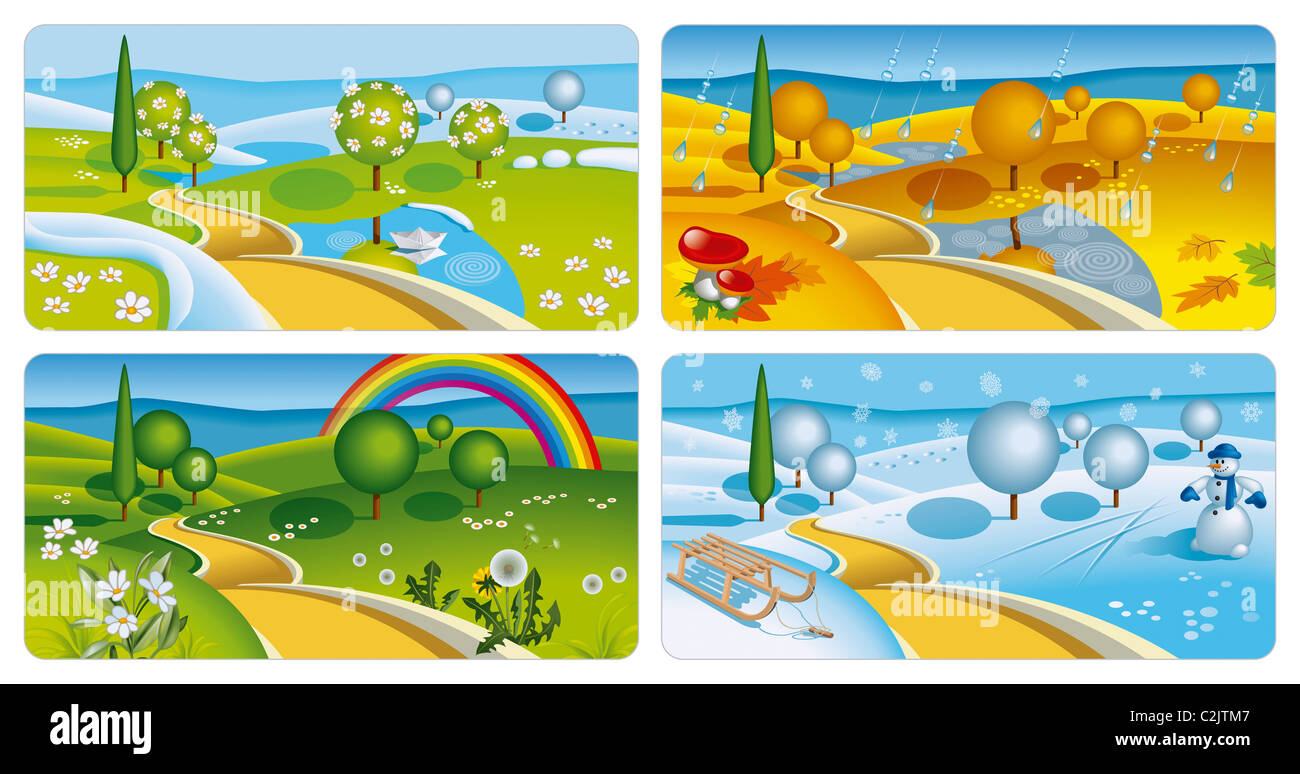 Four seasons banners Stock Photo - Alamy