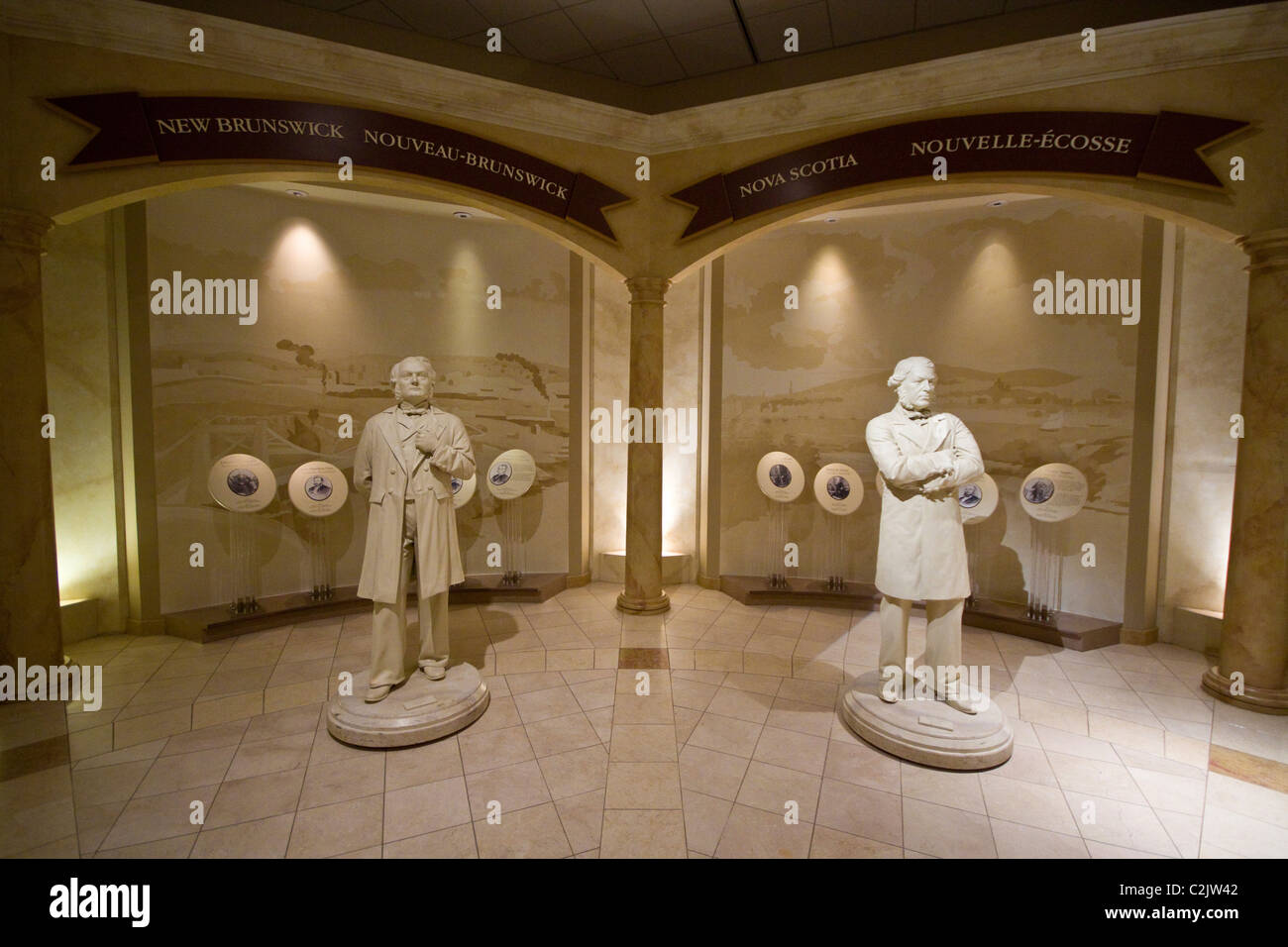 Statues of Canadas founders inside Founders Hall, Charlottetown, Prince ...