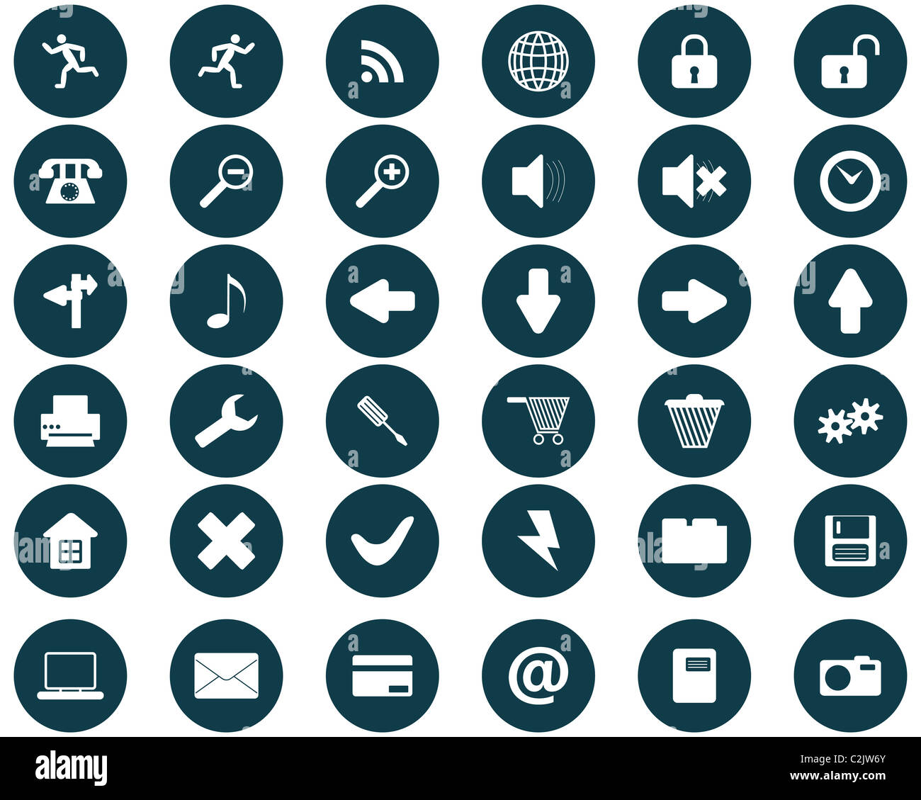 Collection of different icons for using in web design Stock Photo - Alamy