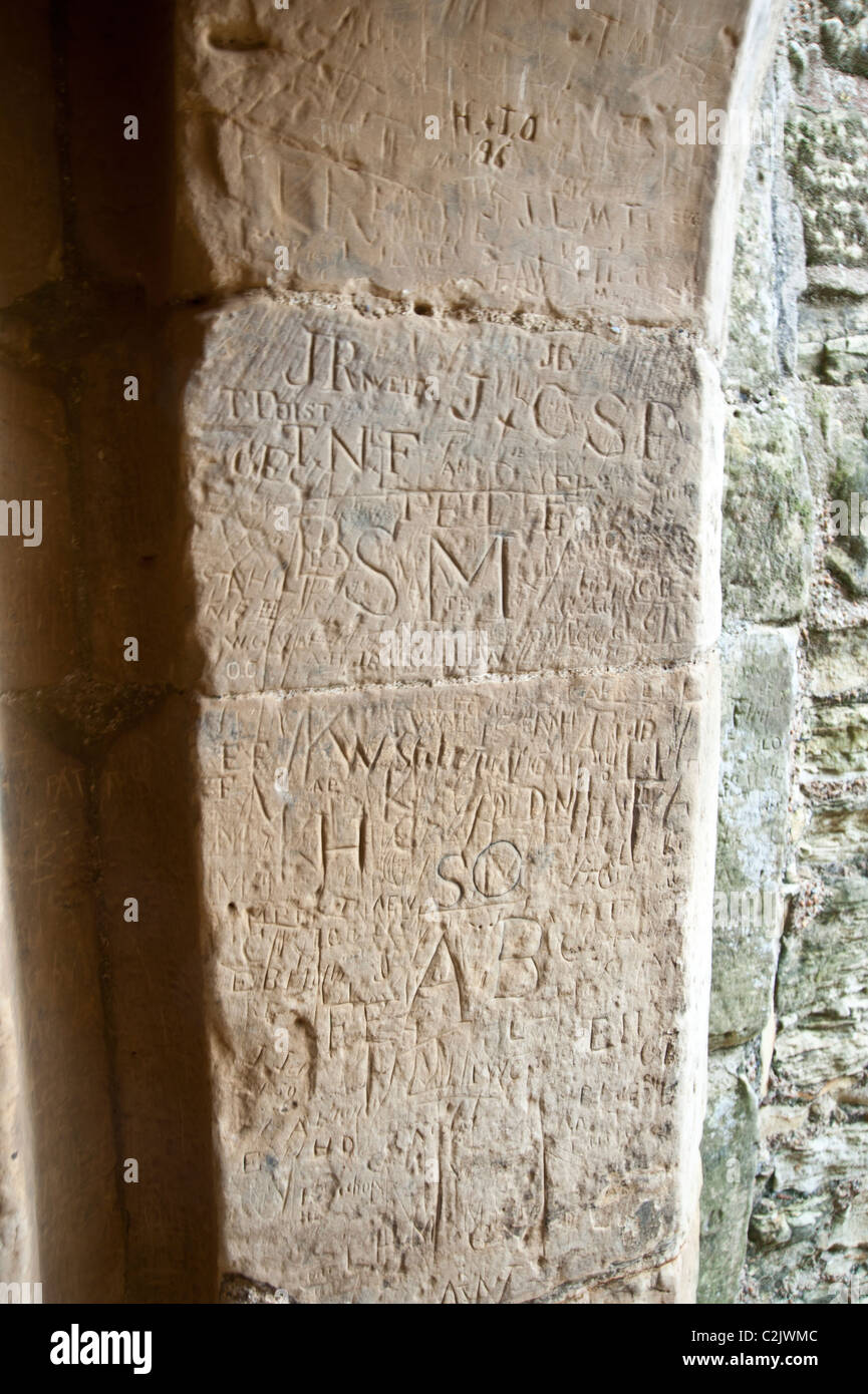 ancient graffiti on castle wall Stock Photo - Alamy