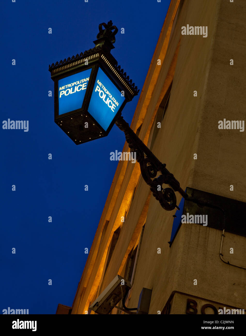 A traditional Police sign above the Savill Row Police Station in London ...