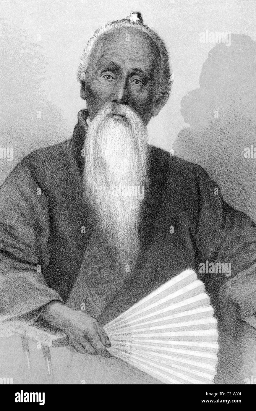 Chief Magistrate of Napha, Lew Chew on engraving from 1856. Engraved by ...