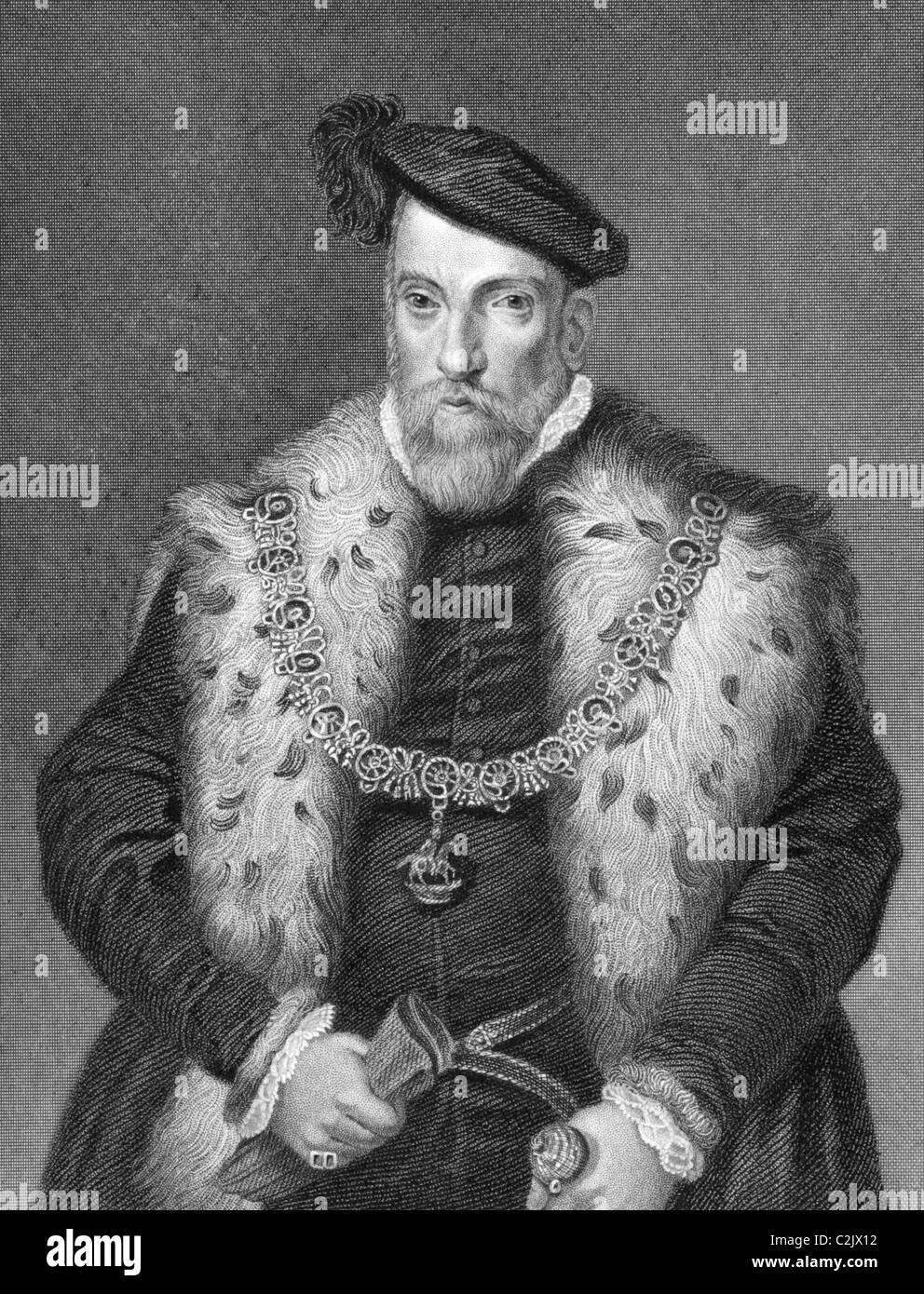 Henry FitzAlan, 19th Earl of Arundel (1511-1580) on engraving from 1840 ...