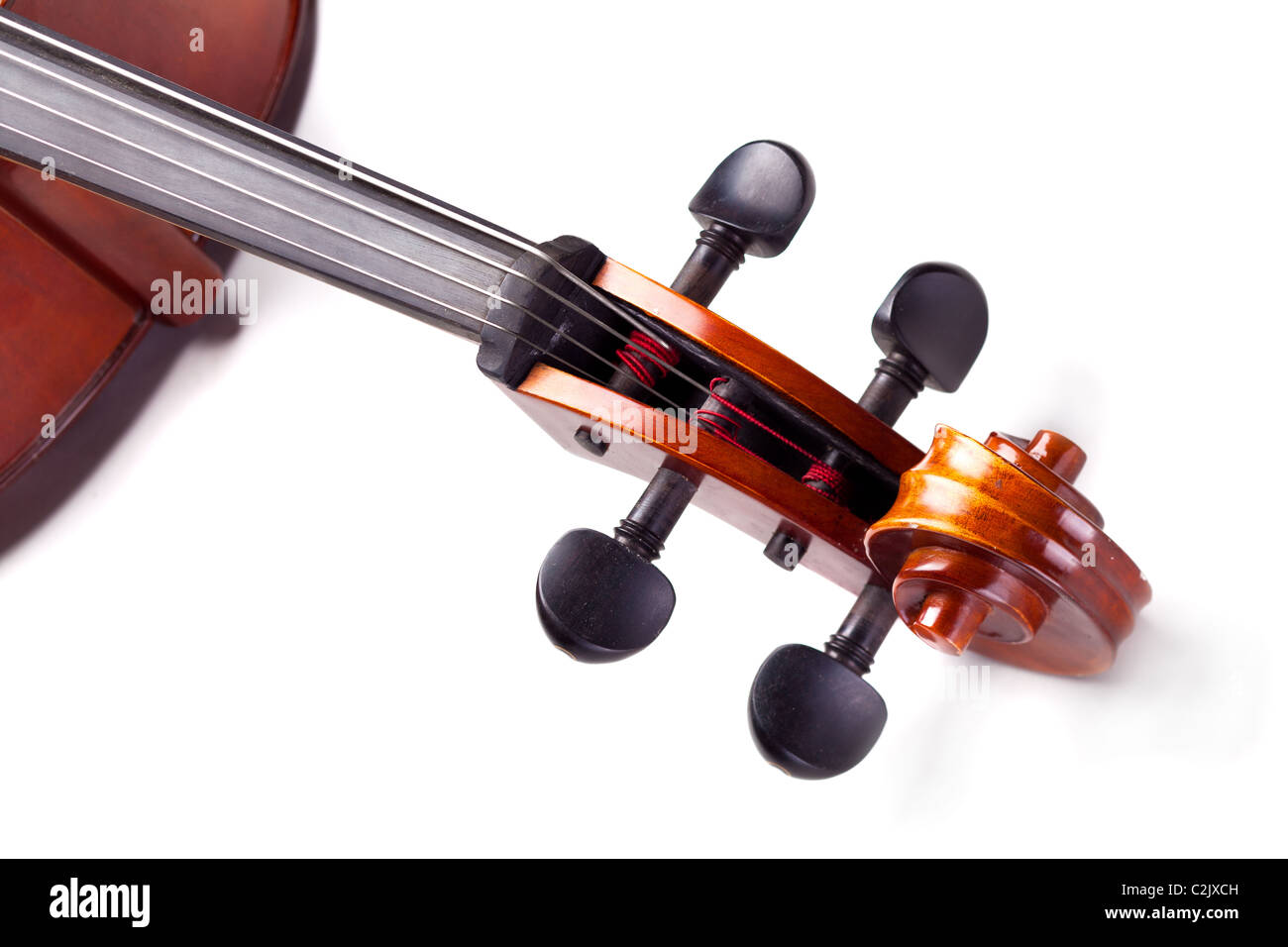 Closeup of a classic cello scroll isolated on white background Stock ...