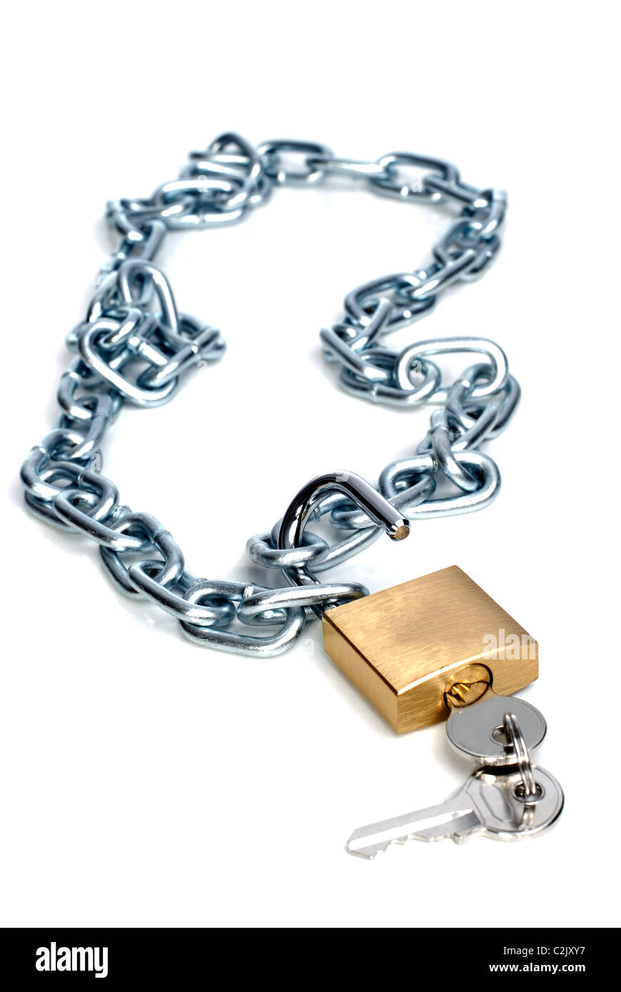 Open padlock and chains isolated on white background Stock Photo - Alamy