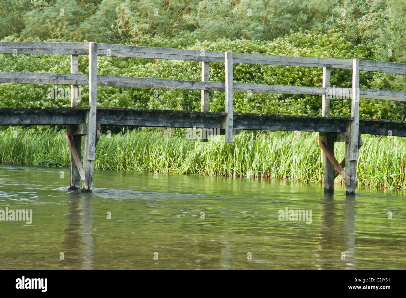 wooden bridge River Test Houghton at Sheepbridge near Stockbridge ...