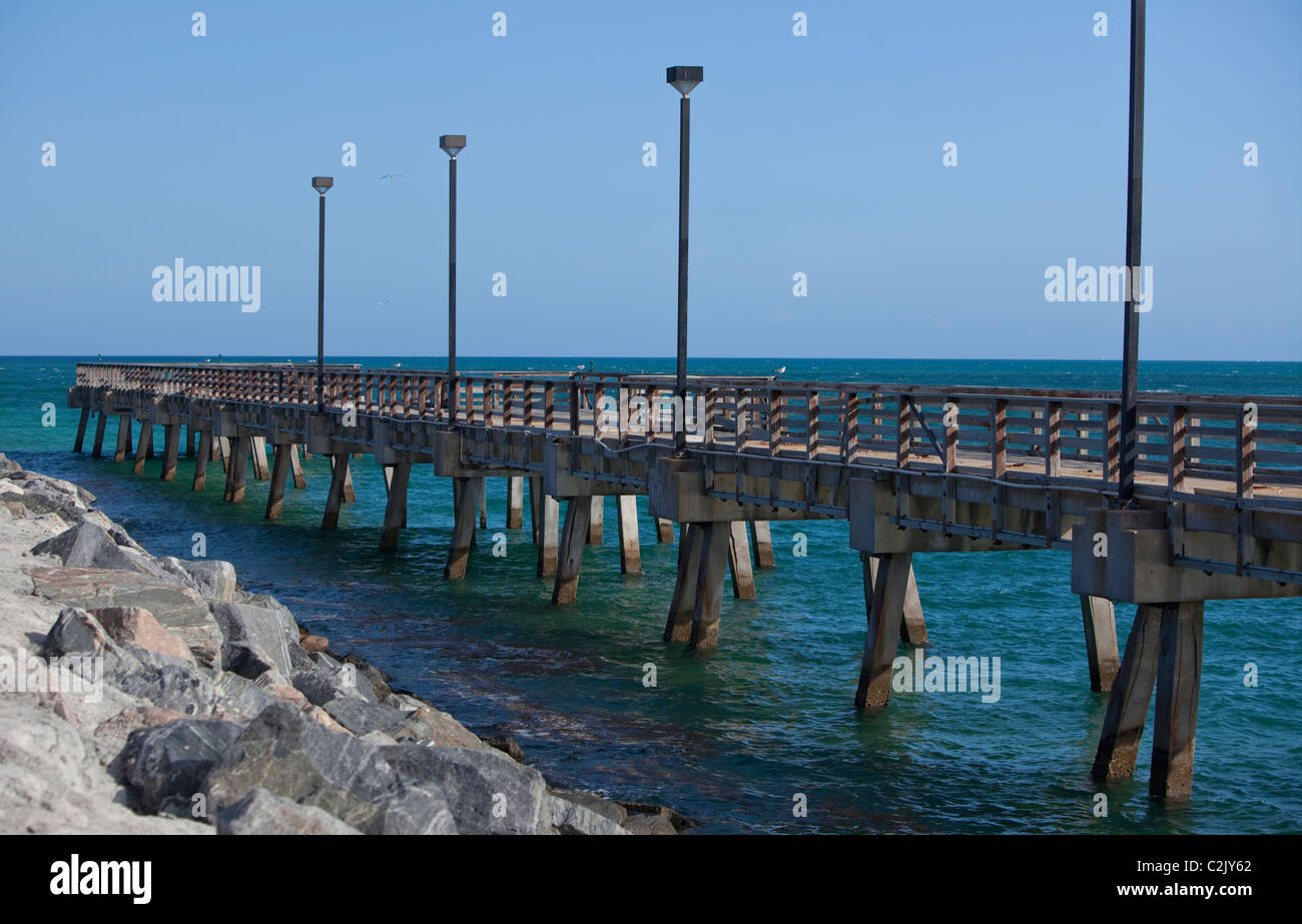 Pier's elevated boardwalk, Miami Beach, Florida, USA Stock Photo - Alamy