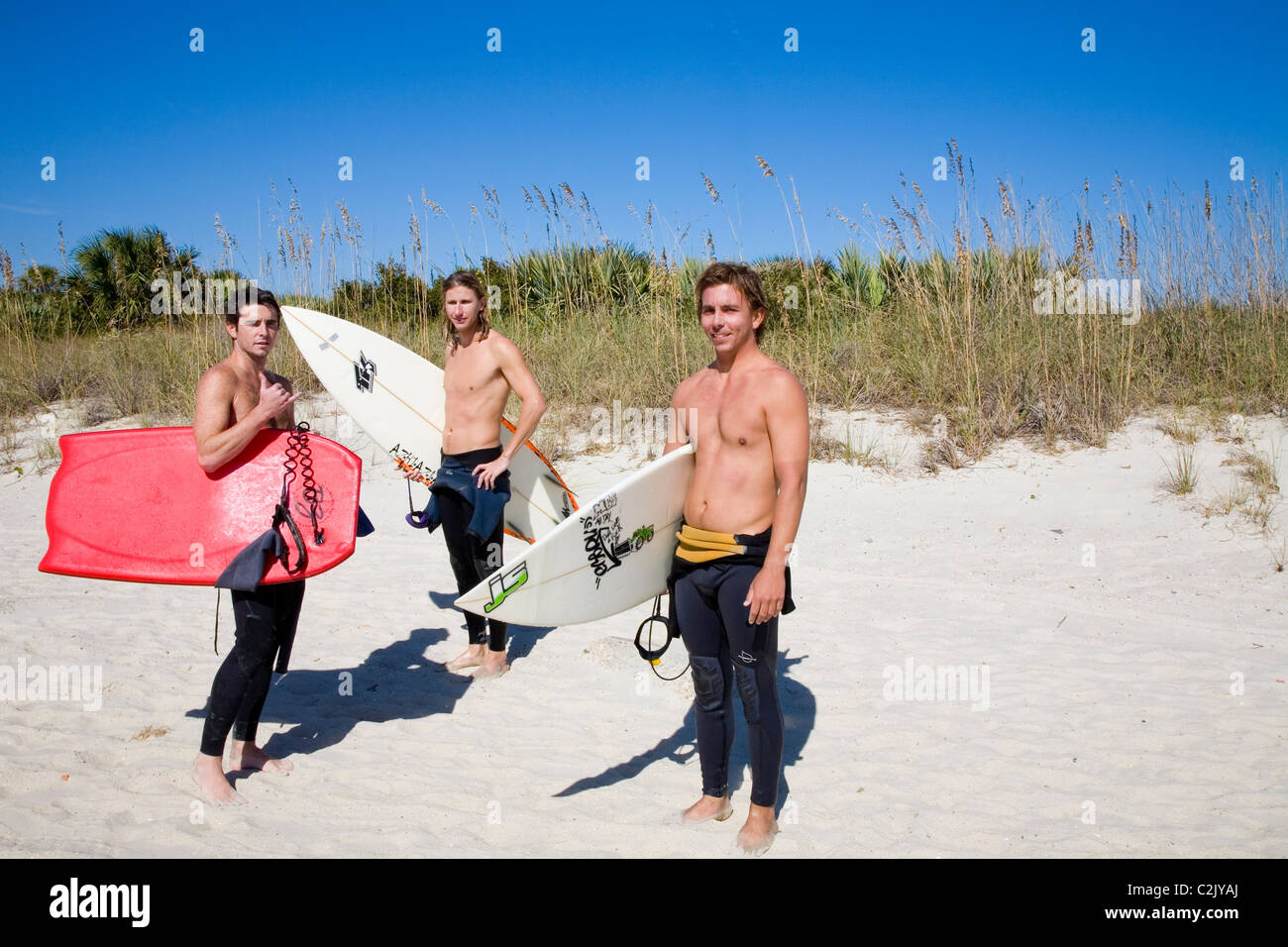Surfers find good wave action at Ponce Inlet, Daytona Beach, FL Stock ...