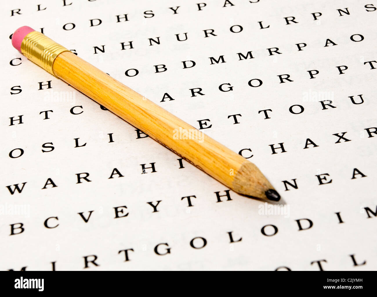 Close up of a a word search puzzle with pencil on white Stock Photo - Alamy