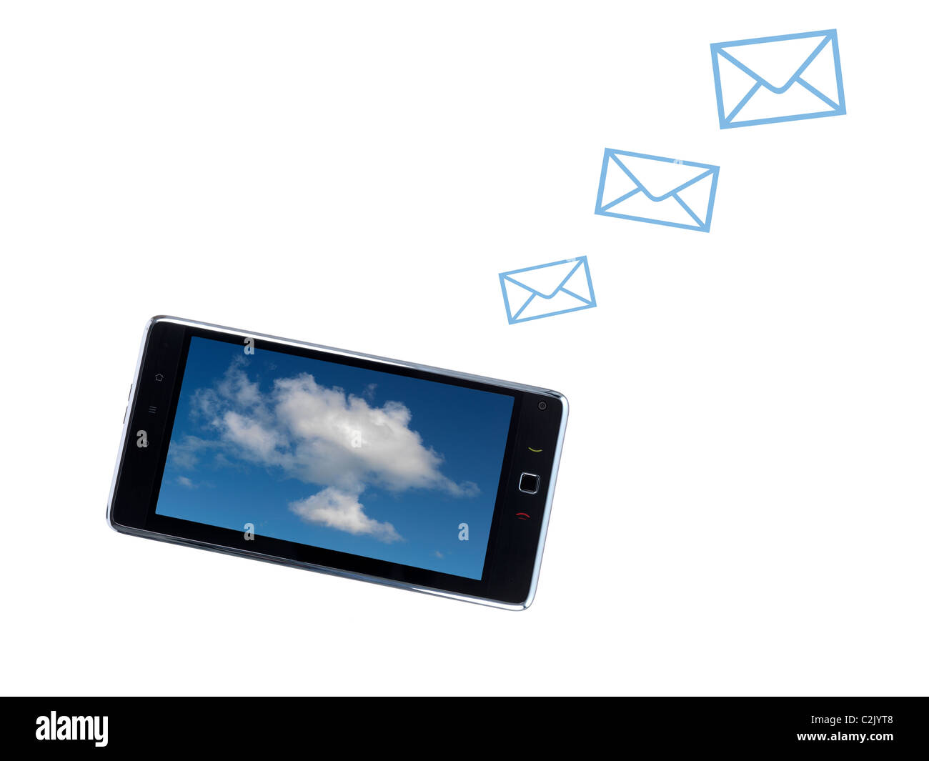 A mobile phone isolated against a white background Stock Photo - Alamy