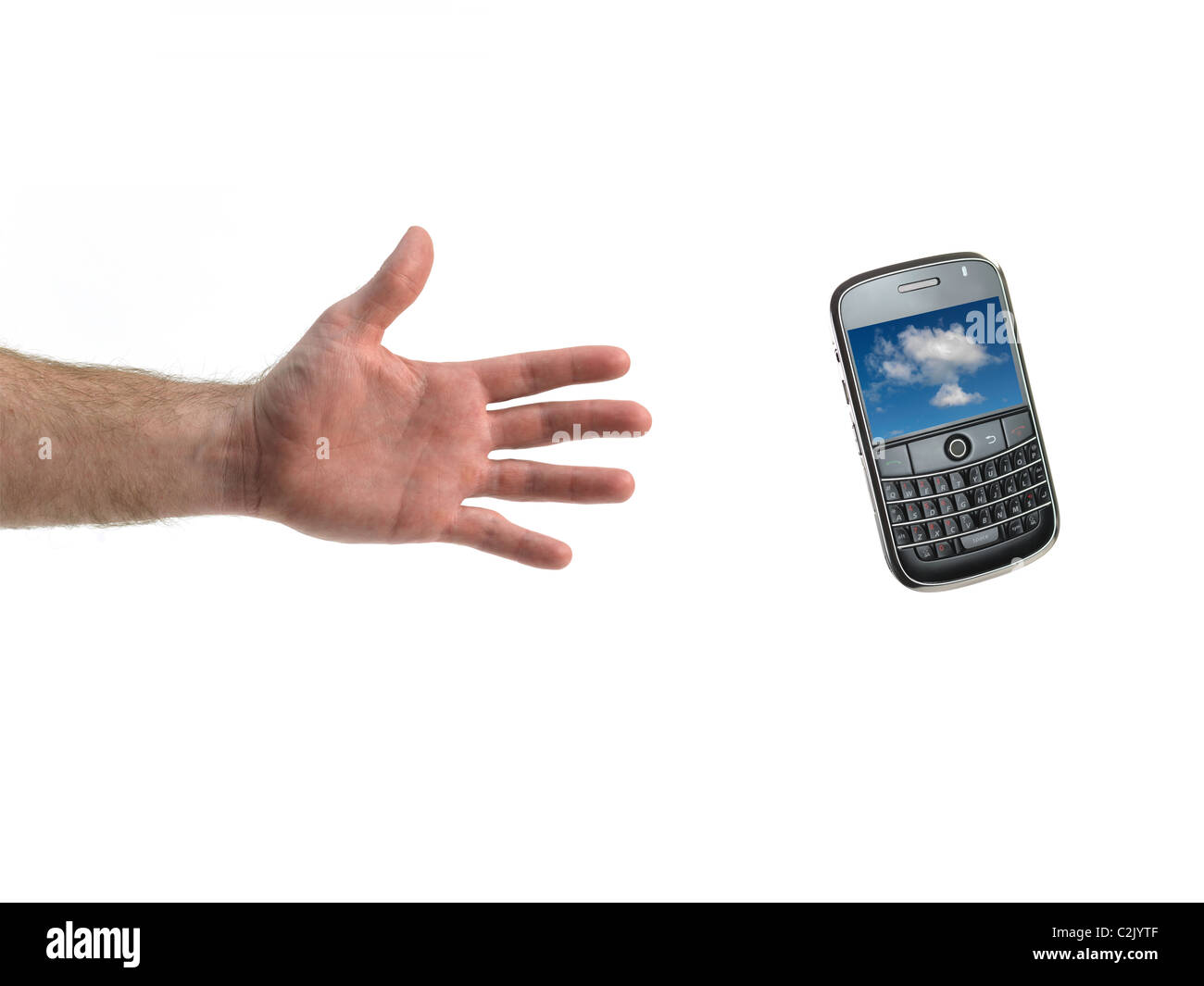 A mobile phone isolated against a white background Stock Photo - Alamy