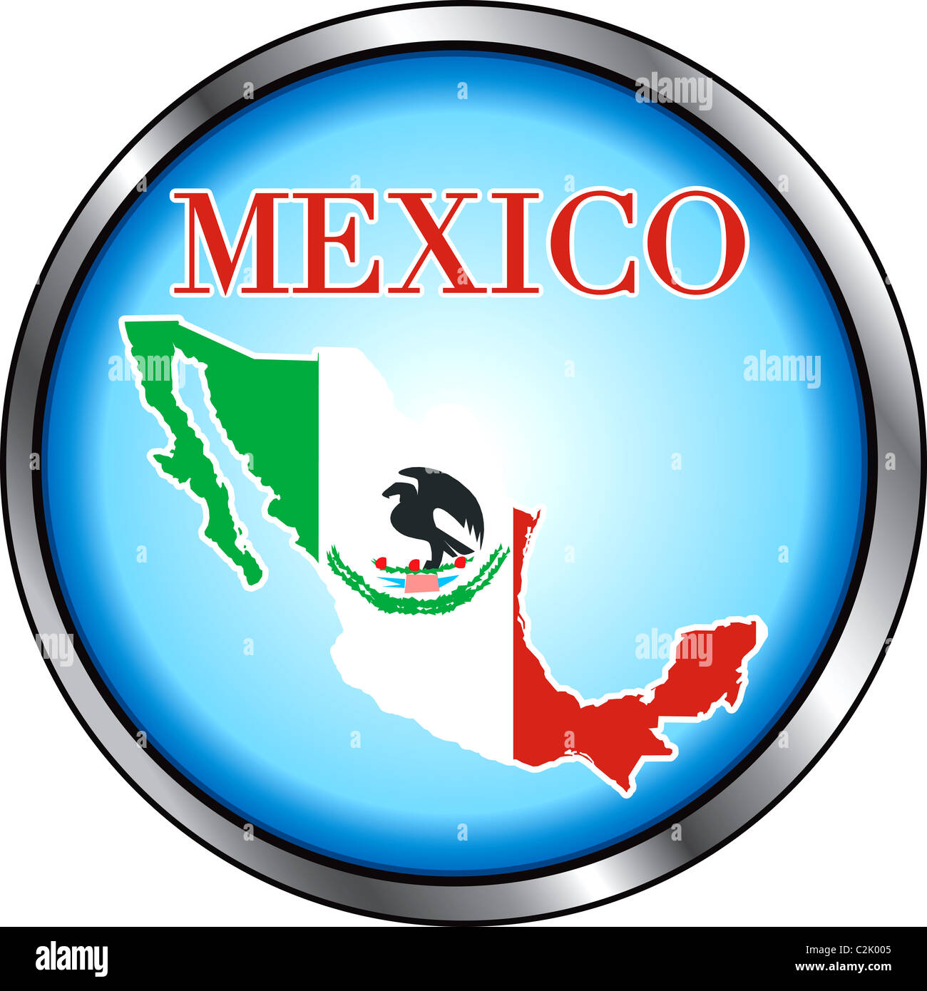 Vector Illustration for Mexico, Round Button Stock Photo - Alamy