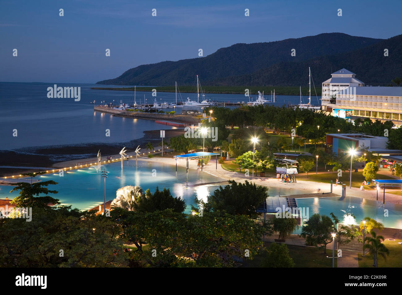 Esplanade Lagoon at dusk with The Pier at the Marina in background ...