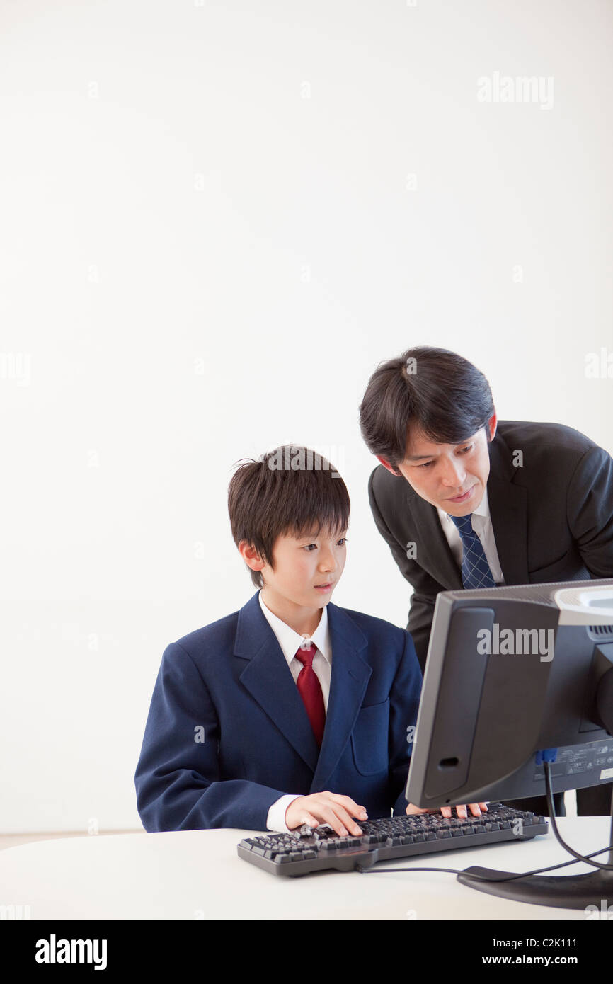 Junior High School Boy Studying Personal Computer Stock Photo - Alamy